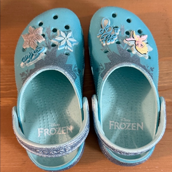 Disney | Shoes | Disney Frozen Kids Crocs Blue And Silver | Poshmark